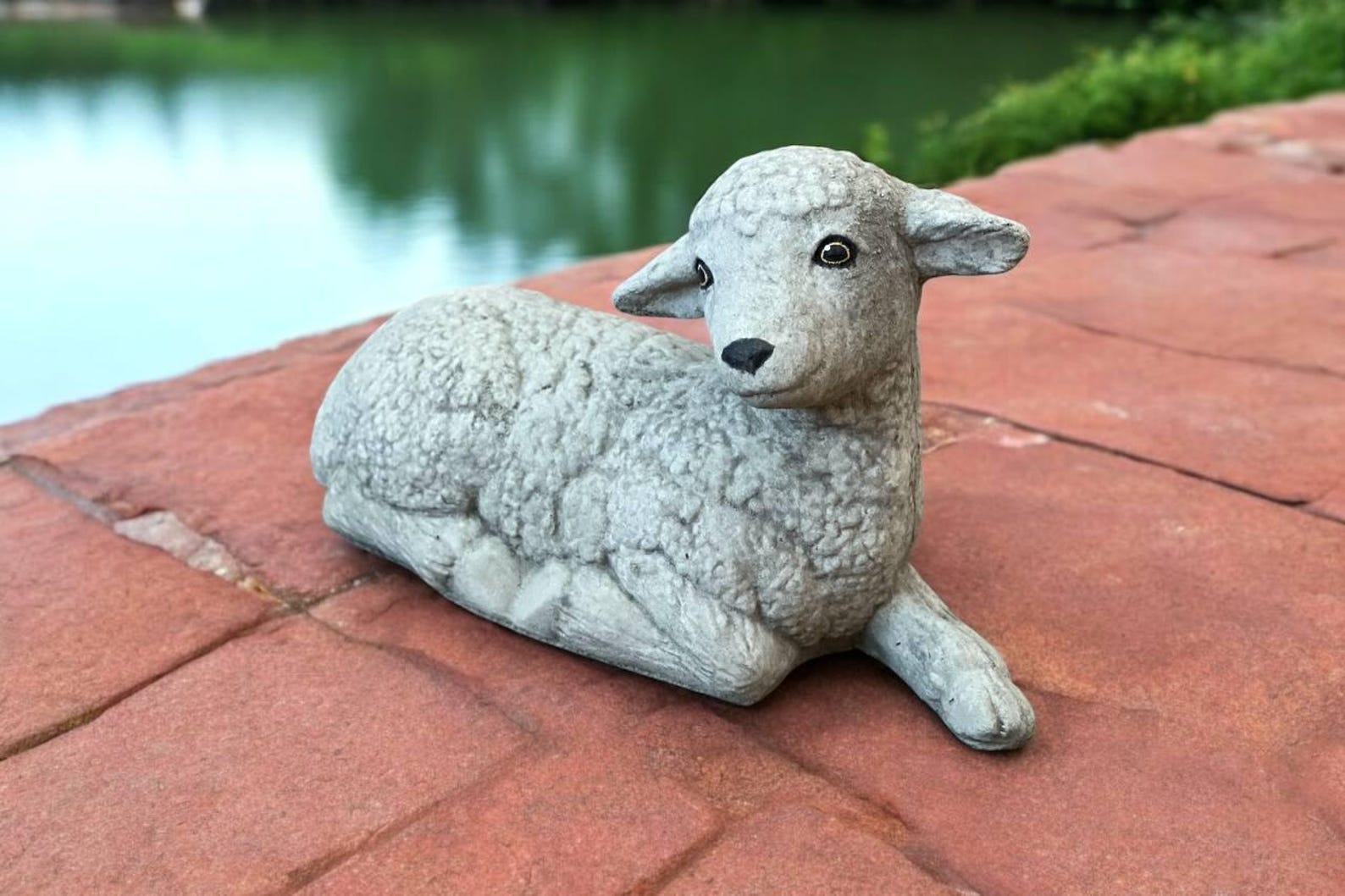 Laying Lamb Statue Concrete Lamb Figure Farm Sheep Sculpture Outdoor ...