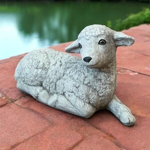 Laying Lamb Statue Concrete Lamb Figure Farm Sheep Sculpture Outdoor ...