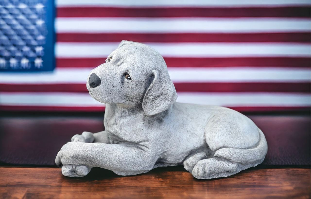 Laying Labrador Puppy Garden Statue Concrete Labrador Dog Figure ...