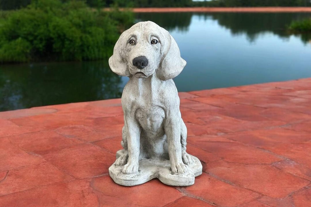 Sitting Beagle Dog on Base Statue Stone Beagle Puppy Sculpture Dog ...
