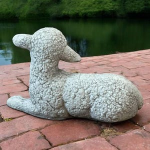 Laying Lamb Statue Concrete Lamb Figure Farm Sheep Sculpture Outdoor ...