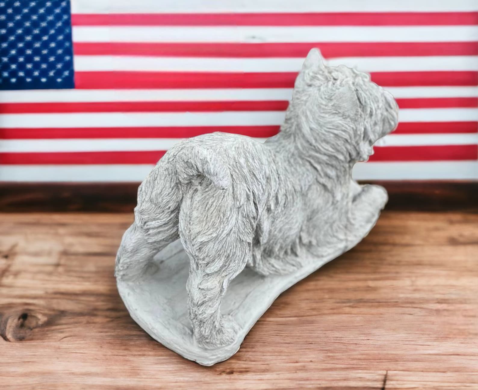 Crouching Terrier Garden Statue Concrete Dog Figure Detailed Terrier ...