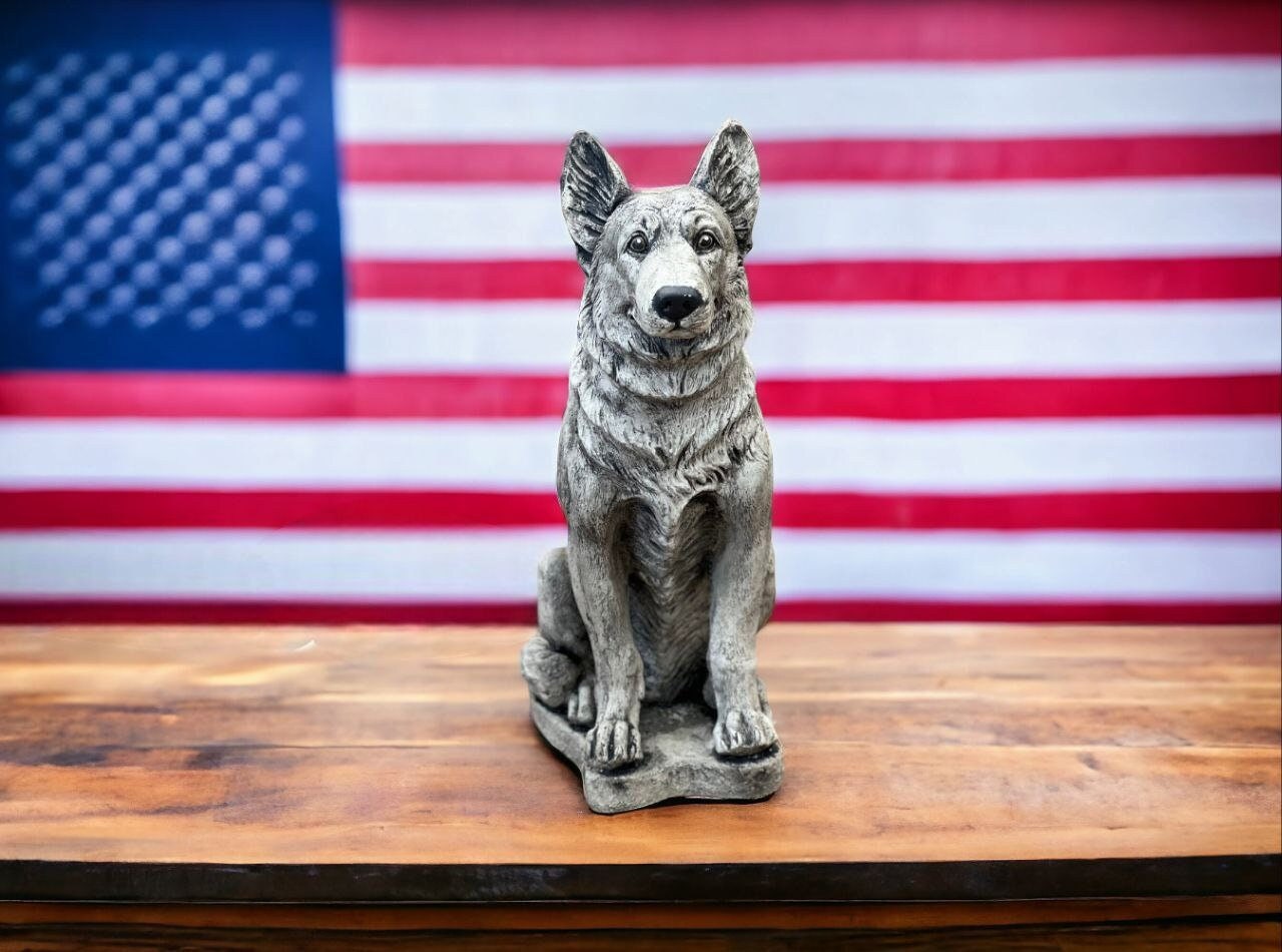 Sitting German Shepherd Dog Figure Stone German Shepherd Statue ...