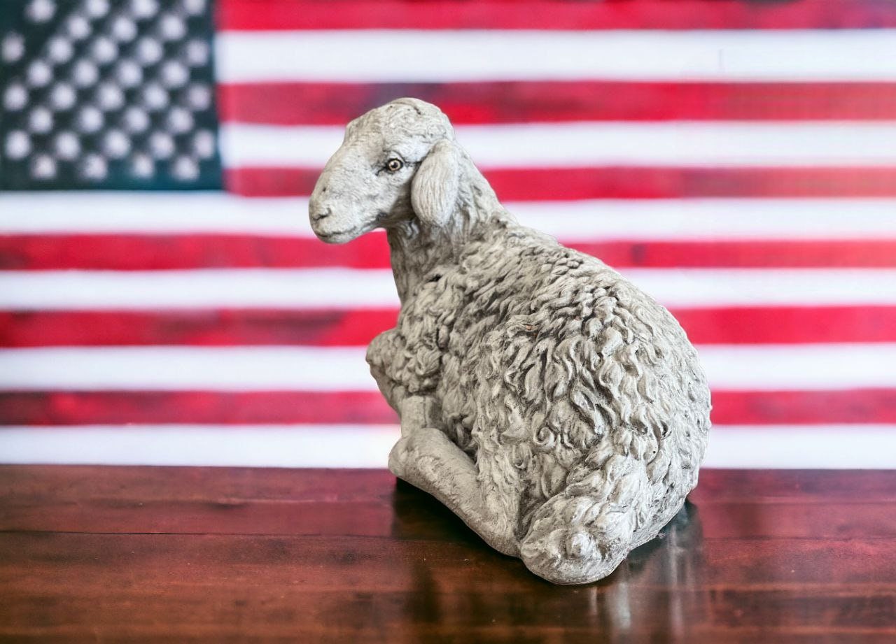 Laying Lamb With Ears Down Statue Concrete Resting Lamb Figure Outdoor ...
