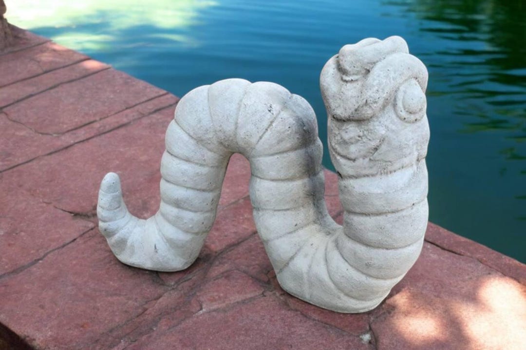 Cowboy Worm Statue Detailed Cowboy Figurine Garden Worm Statuary Cement ...