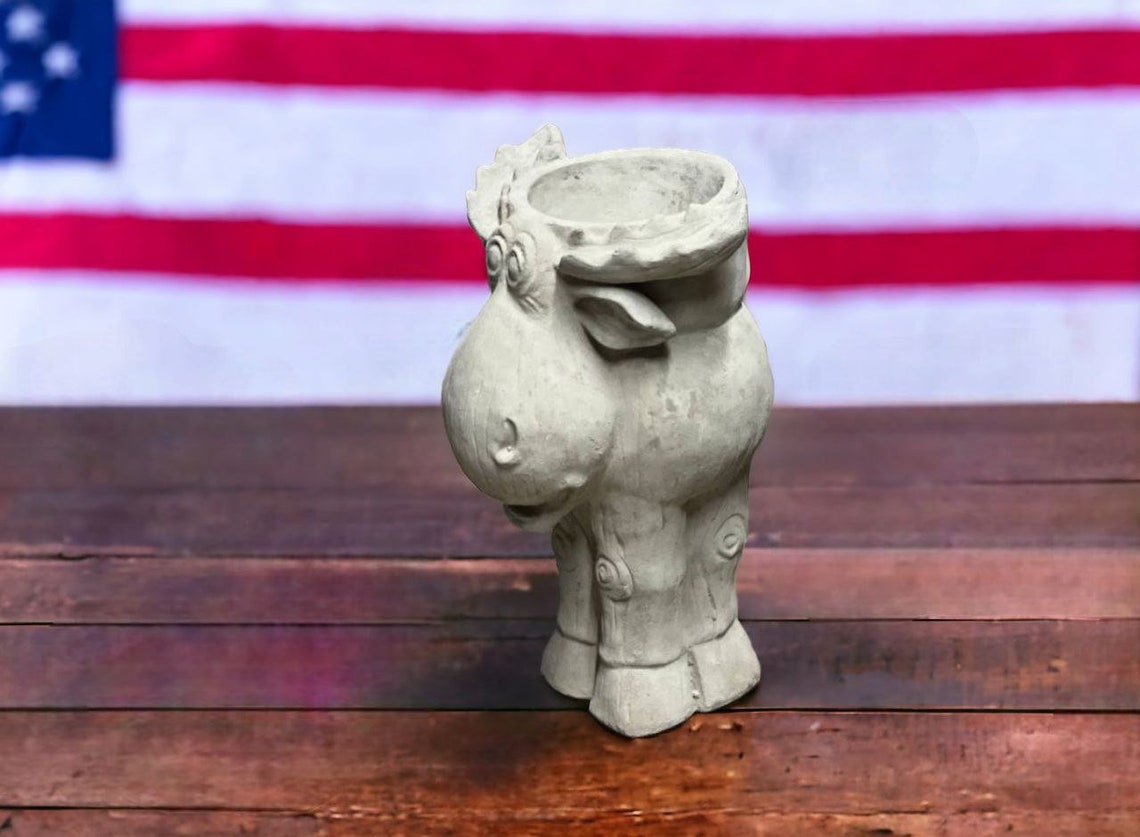 Standing Large Moose Planter Concrete Moose Flowers Pot Figurine ...