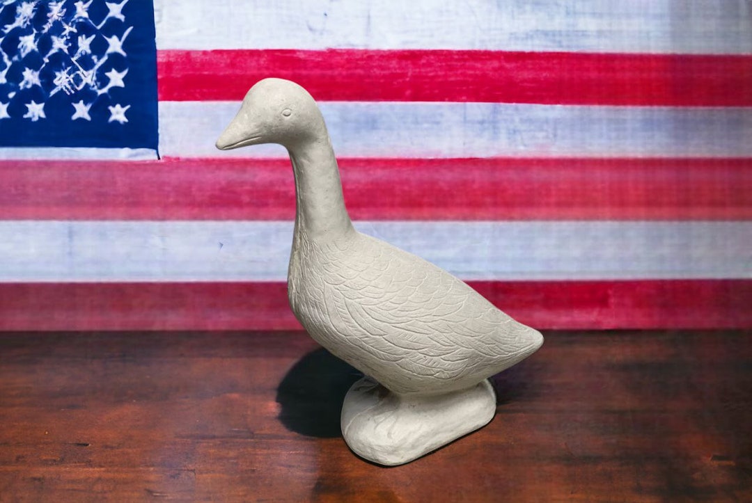 Large Detailed Goose Figure Standing Goose on Base Sculpture Realistic ...