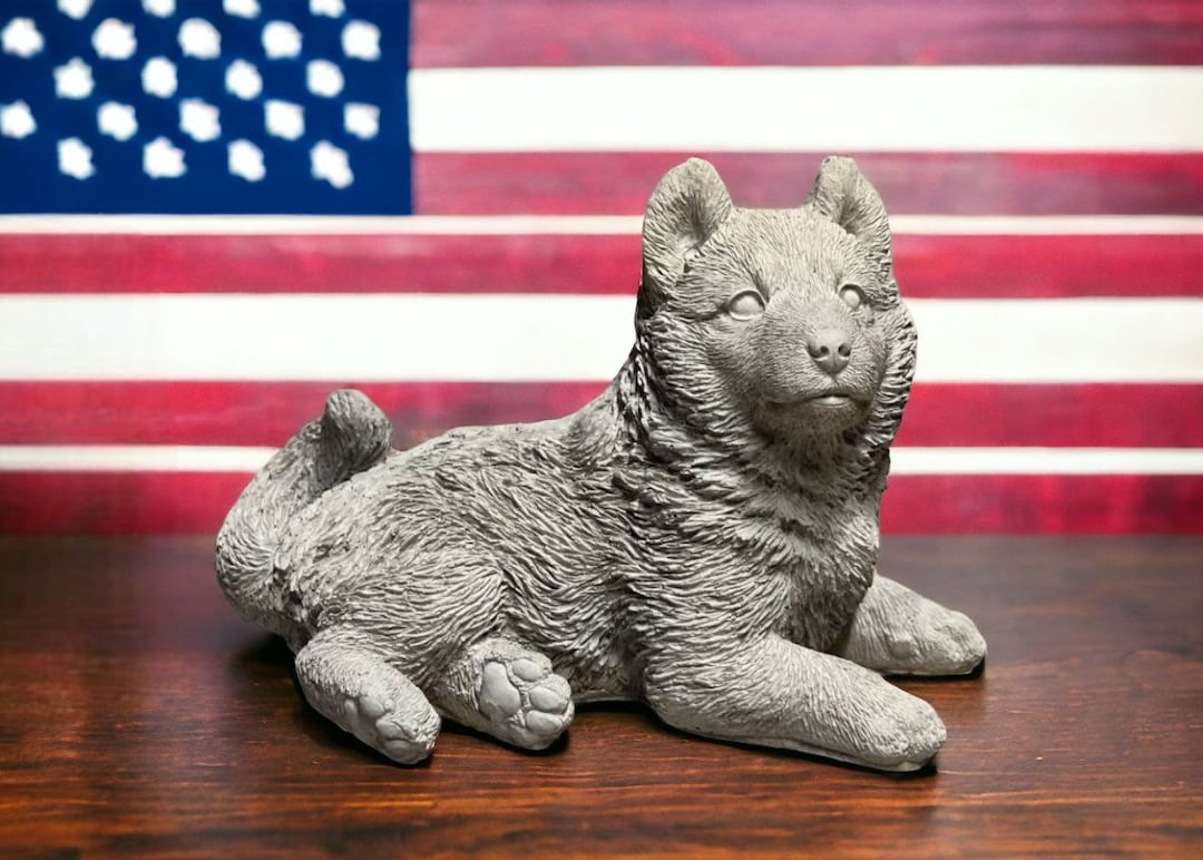 Puppy Siberian Husky Statue Laying Siberian Husky Dog Sculpture ...