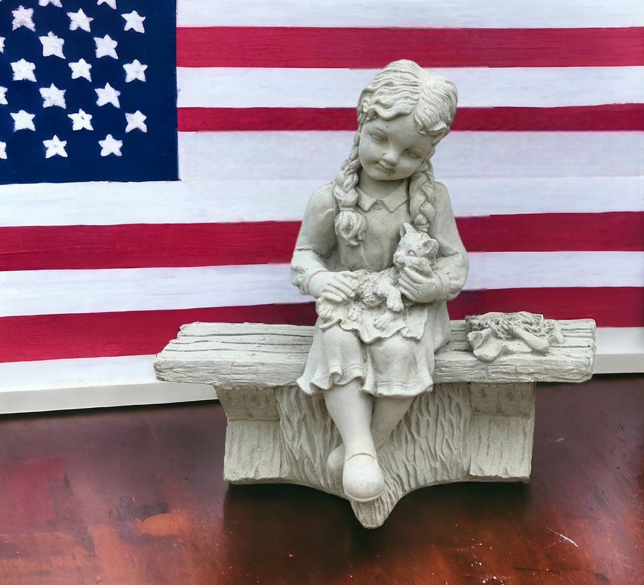 Jump Rope Jenny Statue Girl Sitting on Bench Figure Massive Garden ...