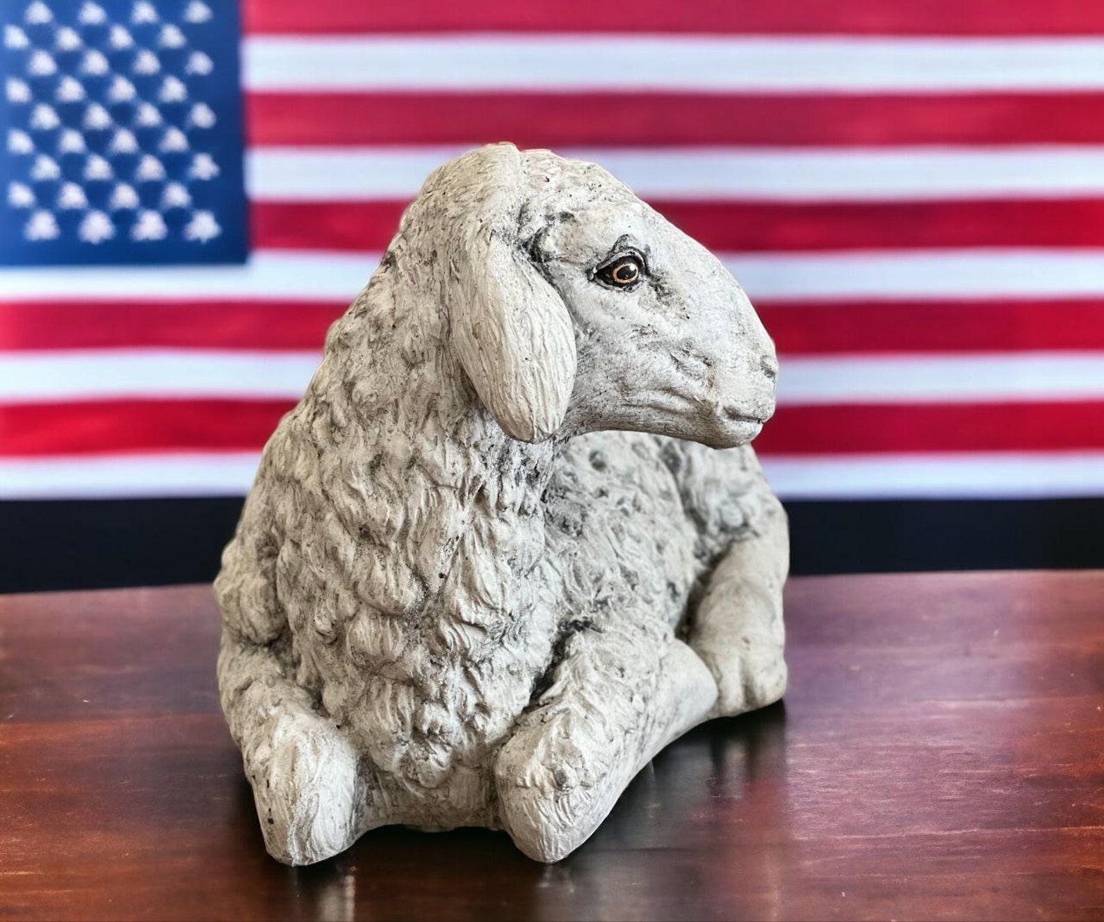 Laying Lamb With Ears Down Statue Concrete Resting Lamb Figure Outdoor ...