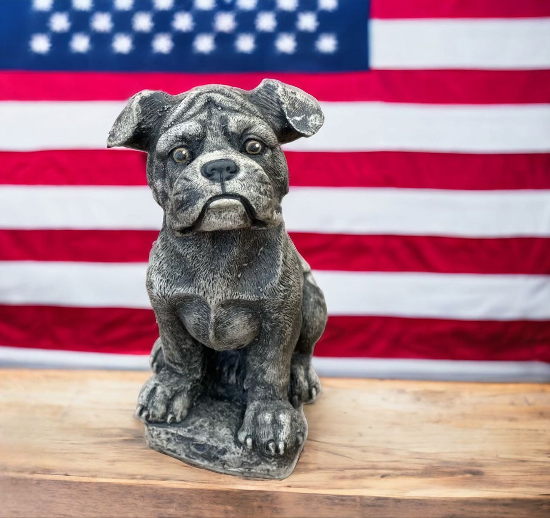 Puppy Boxer Garden Figure Sitting Boxer Dog Sculpture Concrete Dog Memorial Statue Made in USA ...