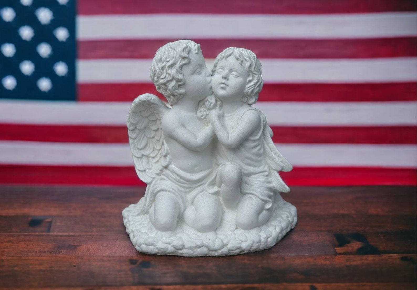Angel Kissing Girl Statue Two Angels Figure Garden Cherubs Religious ...