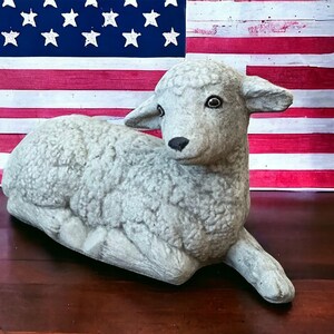 Laying Lamb Statue Farm Sheeep Sculpture Outdoor Garden Art Made in USA ...