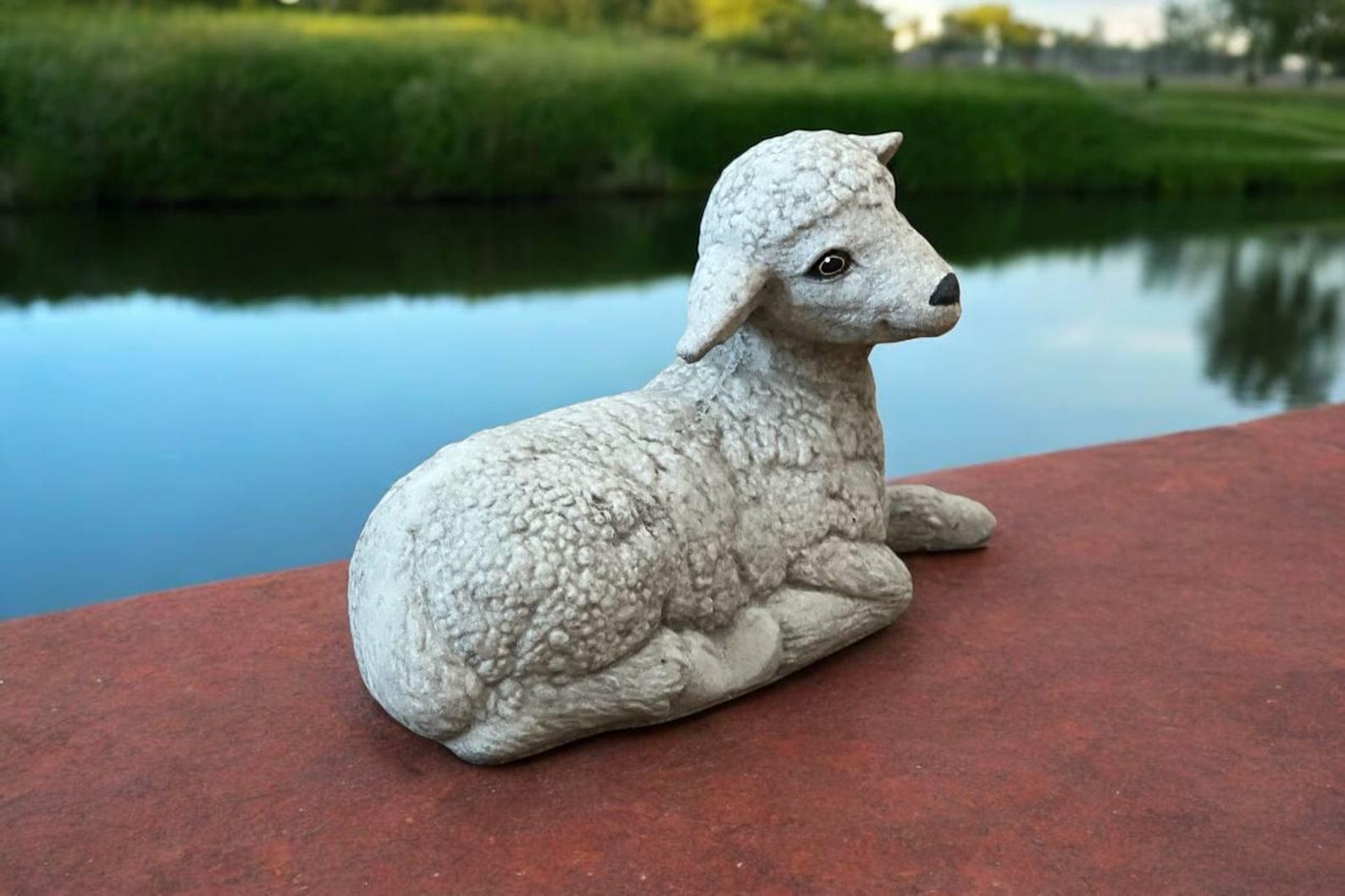 Laying Lamb Statue Concrete Lamb Figure Farm Sheep Sculpture Outdoor ...