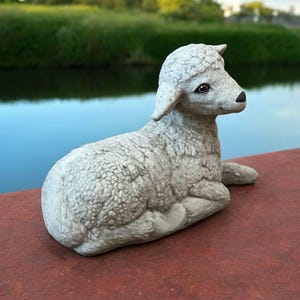 Laying Lamb Statue Concrete Lamb Figure Farm Sheep Sculpture Outdoor ...