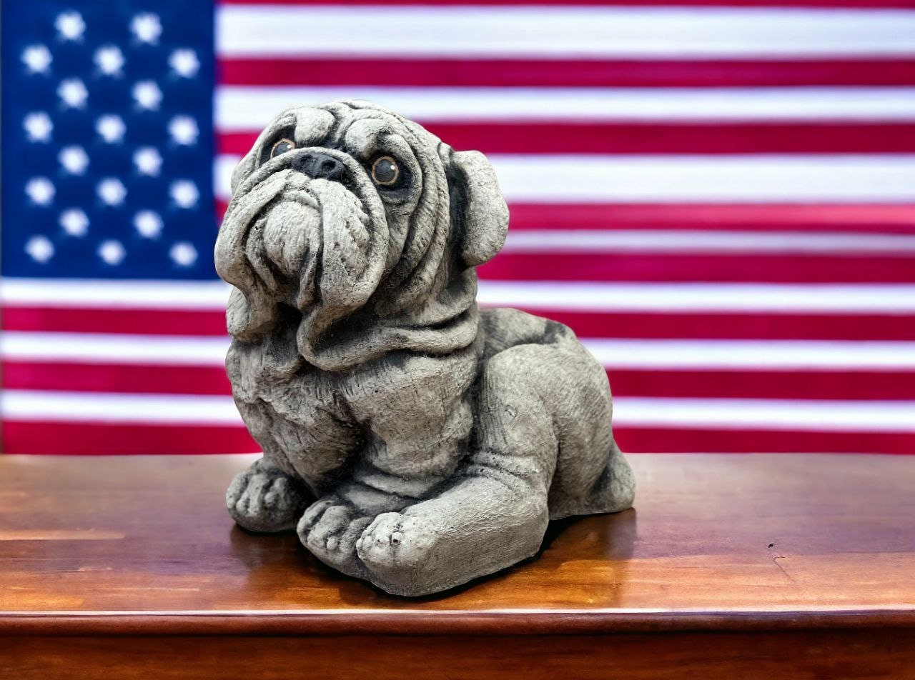 Realistic Puppy Bulldog Statue Detailed Concrete Bulldog Sculpture ...