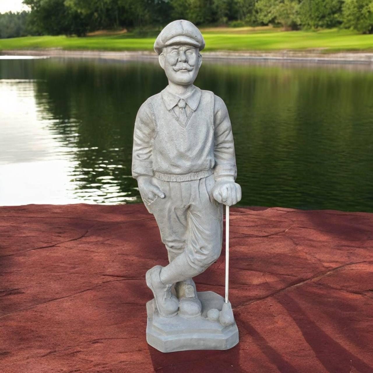 Extra Large Golfer Man Sculpture Cement Man With Club Figure Golf ...