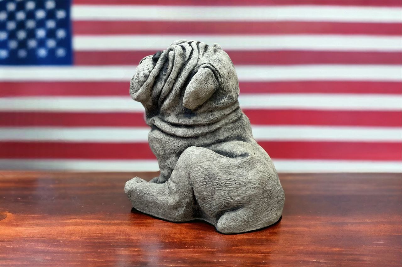 Realistic Puppy Bulldog Statue Detailed Concrete Bulldog Sculpture ...