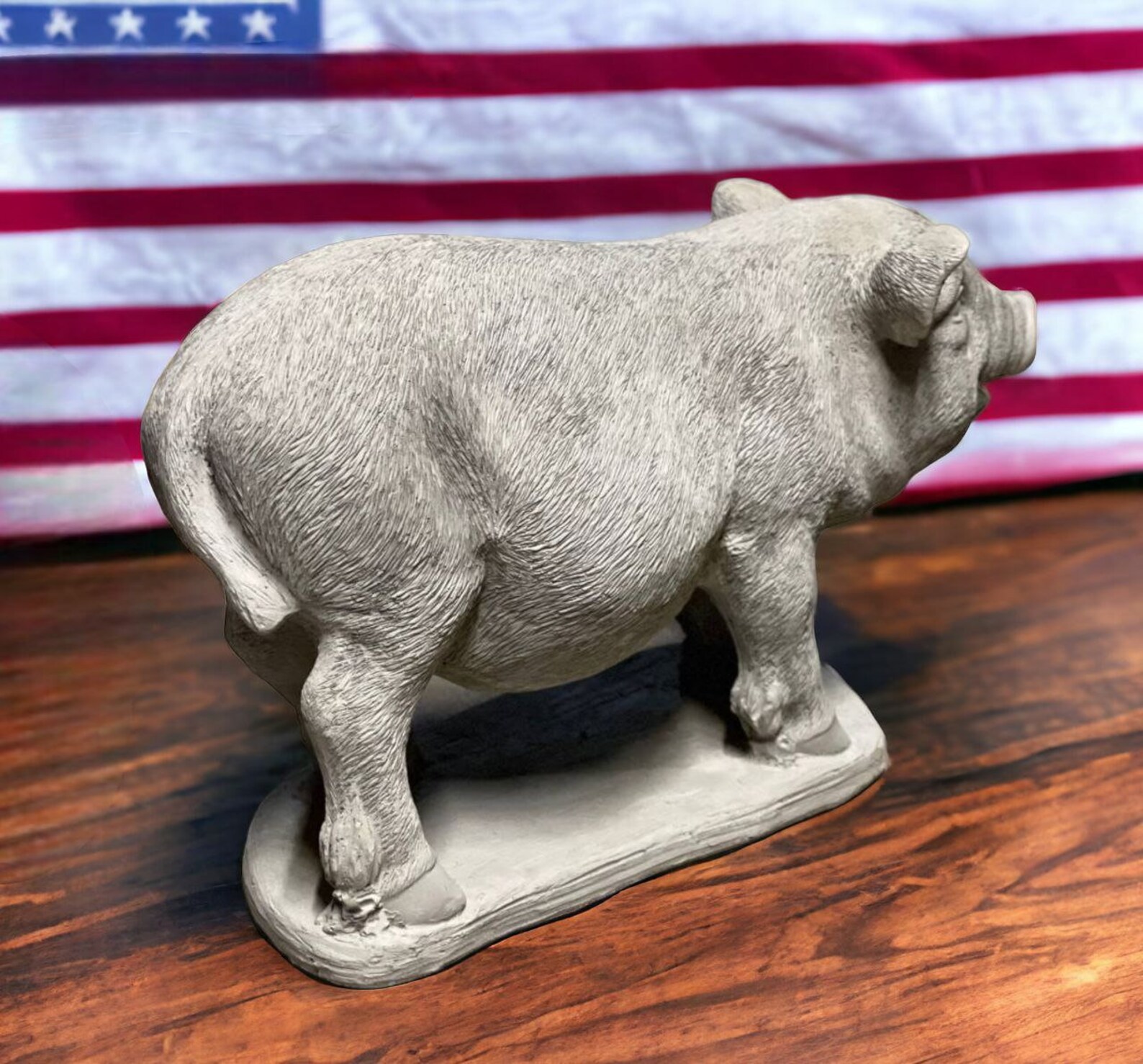 Pig on Base Statue Concrete Pig Figure Standing Potbelly Sculpture Farm ...