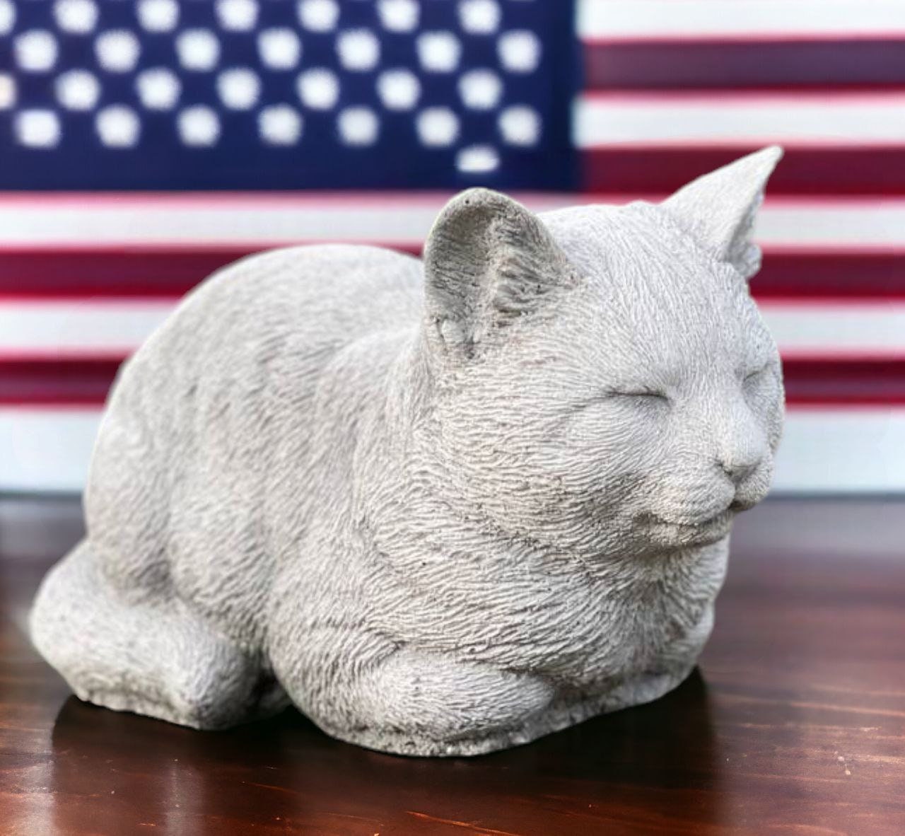 Curled up Kitten Figure Concrete Cat Statue Outdoor Garden Sculpture ...