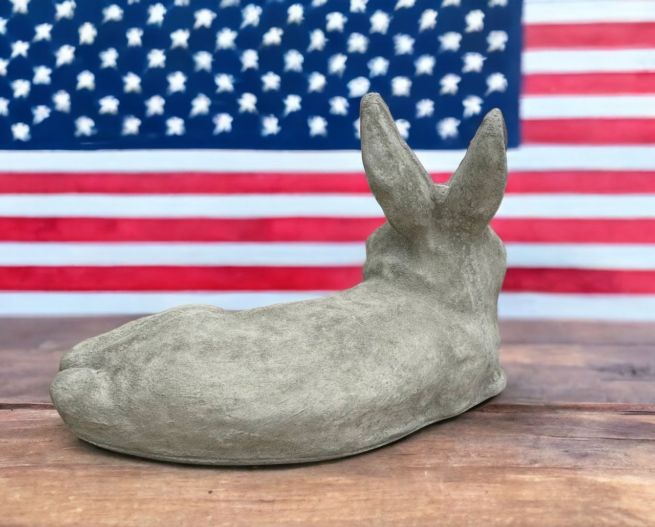 Massive Laying Rabbit Sculpture Bunny Split Ears Statue Cozy Garden ...