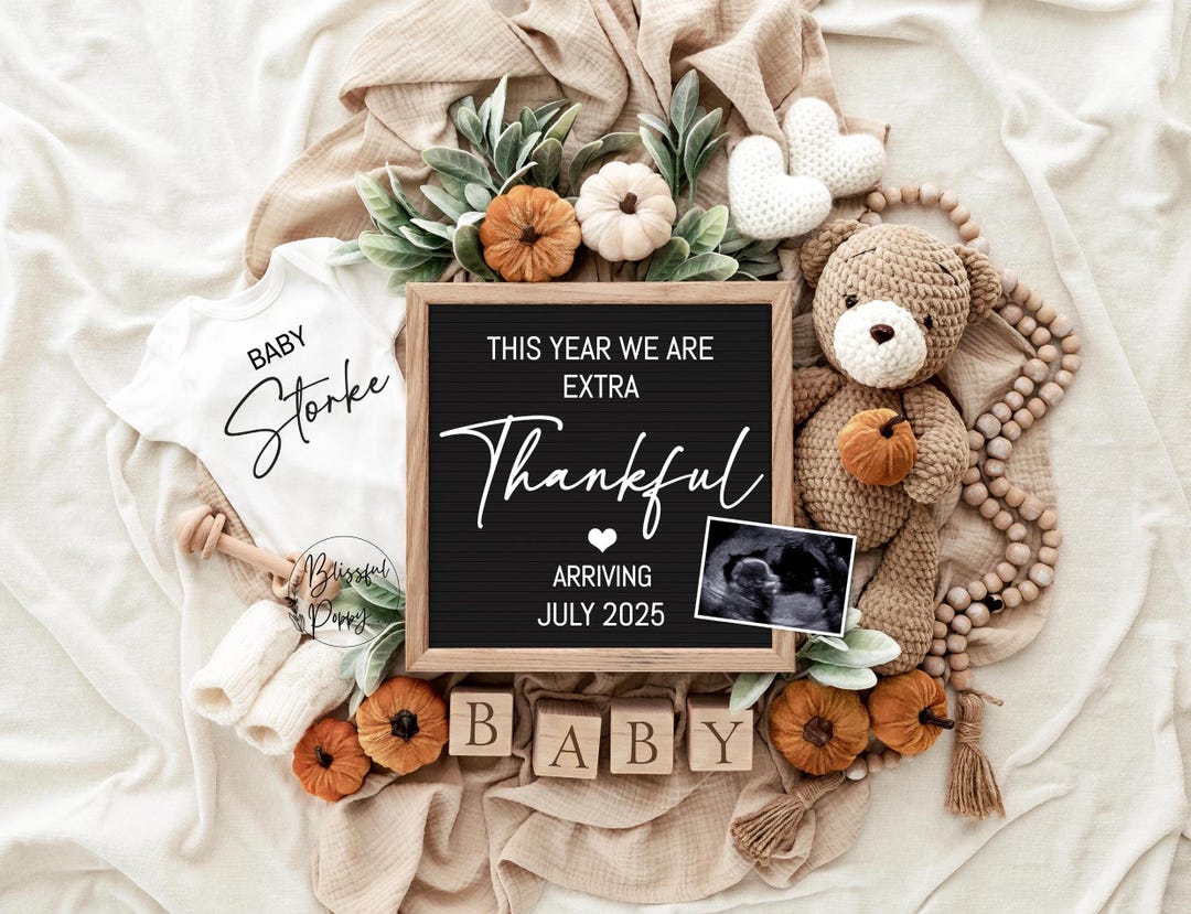 Thanksgiving Pregnancy Announcement, Digital Baby Announcement ...