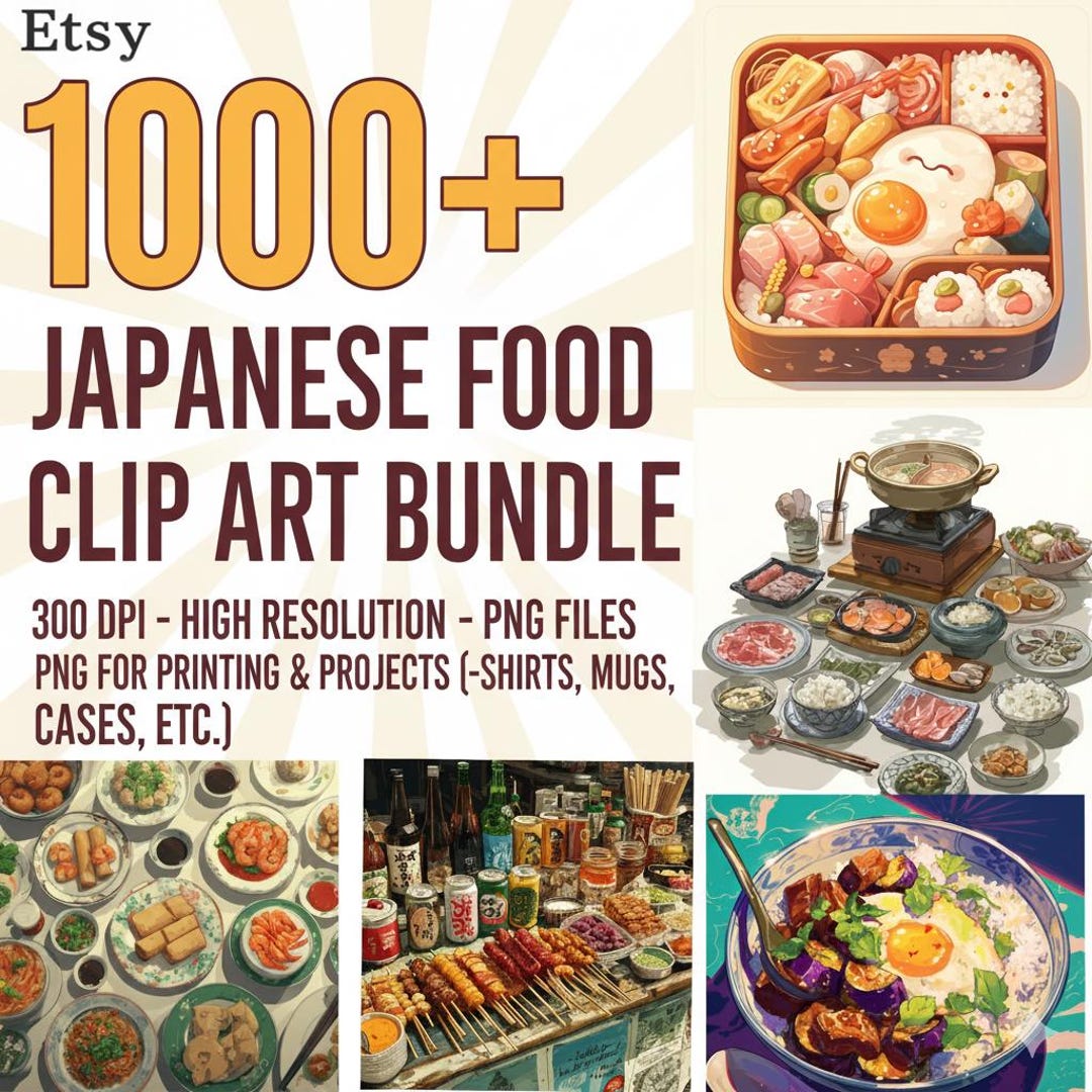 1000 Plus Japanese Food Clip Art Bundle PNG Set for Printing Tshirts ...