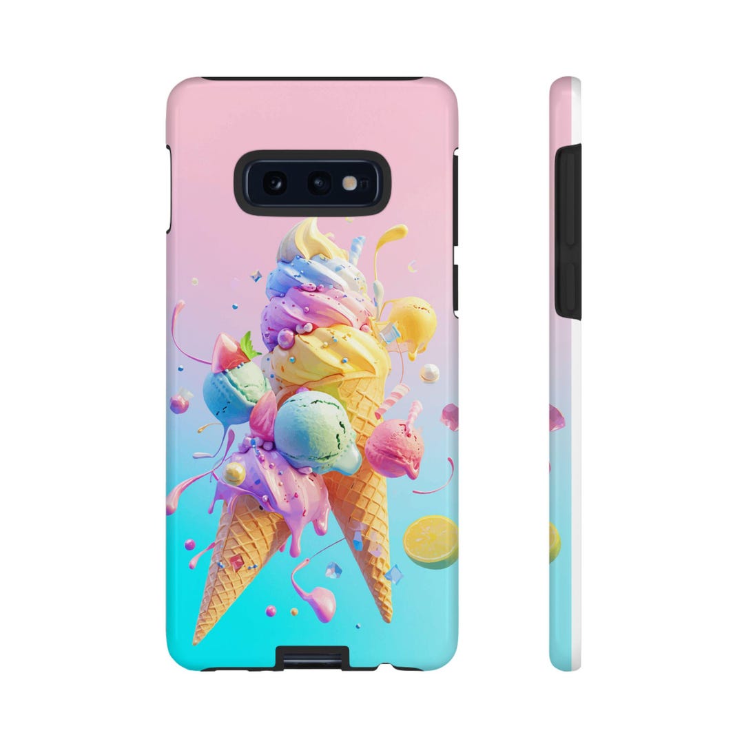 Vibrant Rainbow Ice Cream Cone Phone Case With Melting Pastel Scoops ...