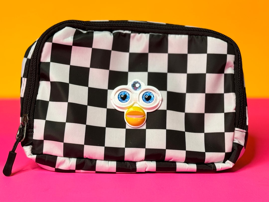 Furby Checkered Crossbody Bag in Black and White Unique Fanny Pack 90s ...