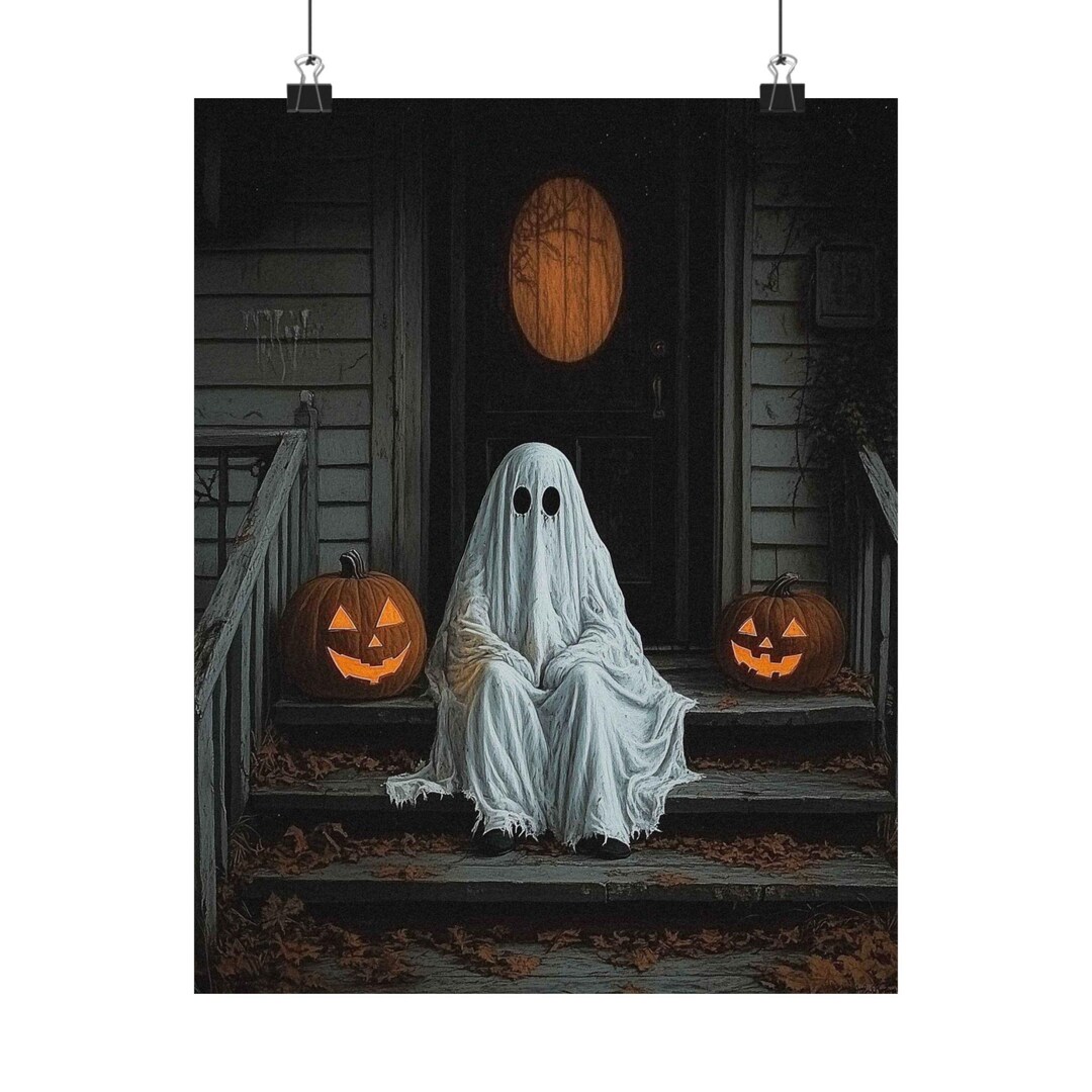 Boo! Halloween Ghost & Jack-o-lanterns - Print - Etsy