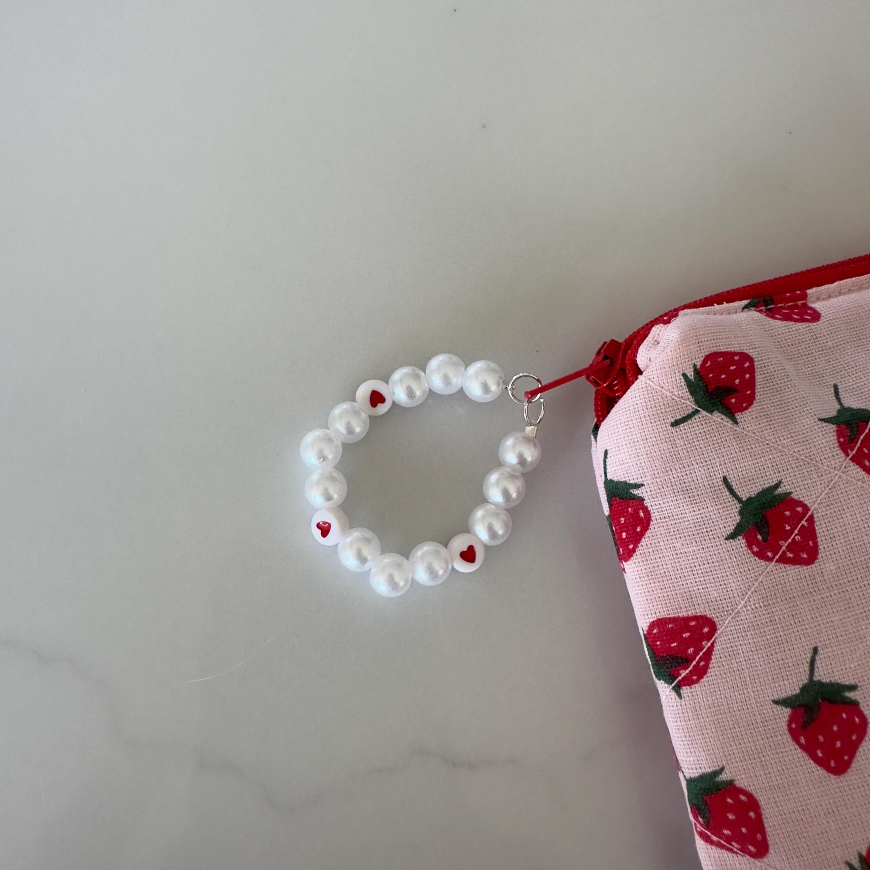 Quilted Zippered Pouch With Charm and Bow Detail, Gift for Her ...