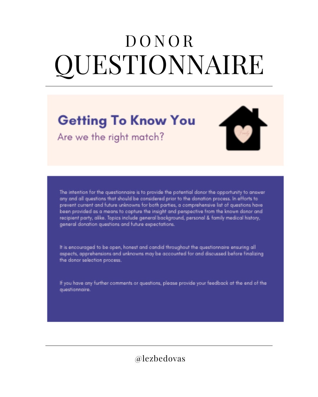 Comprehensive Donor Questionnaire for Singles and Growing Families - 35 ...
