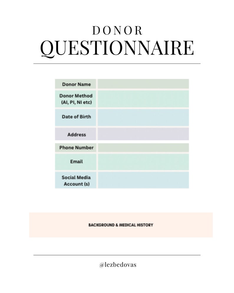 Comprehensive Donor Questionnaire for Singles and Growing Families - 35 Detailed Questions - Etsy
