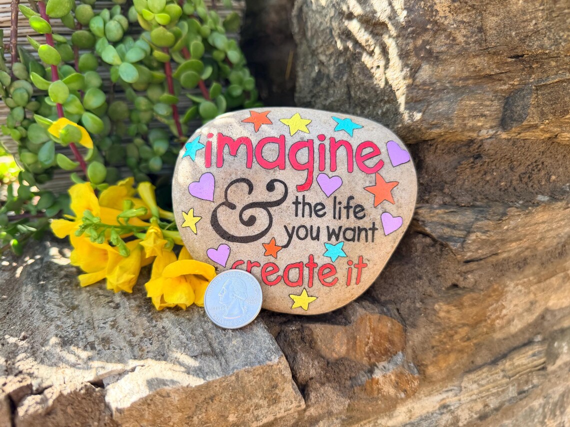 Inspirational Paperweight, Hand-painted Garden Stone, Friendship Gift ...