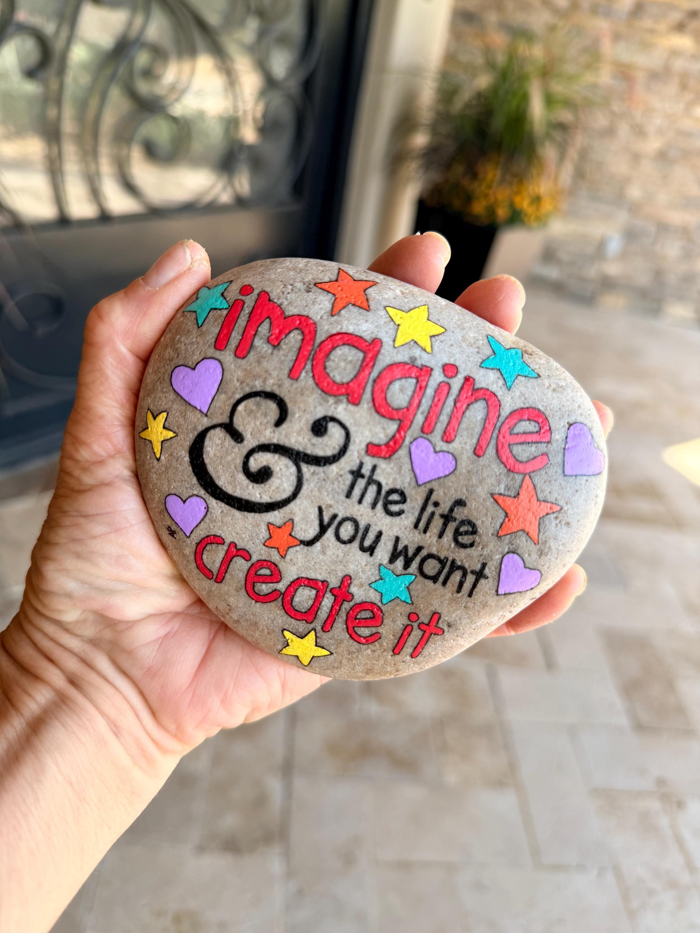 Inspirational Paperweight, Hand-painted Garden Stone, Friendship Gift ...
