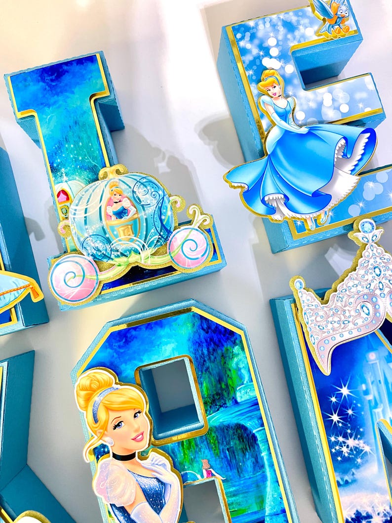 Cinderella 3D Letter: Princess Party Decor, Keepsake - Etsy