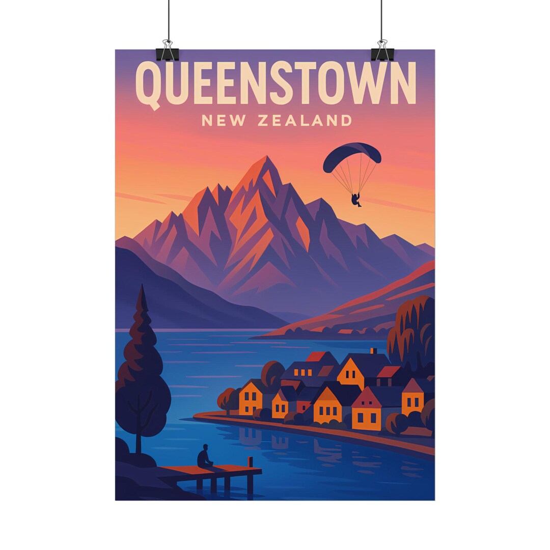Queenstown New Zealand Poster Art, Scenic Wall Art Print, Travel Decor ...