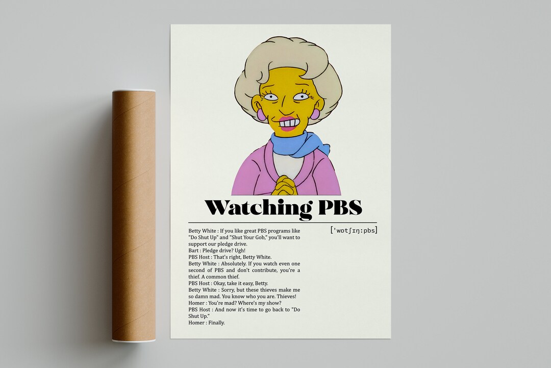 Betty White Simpsons PBS Poster Minimalist TV Series Poster Vintage ...