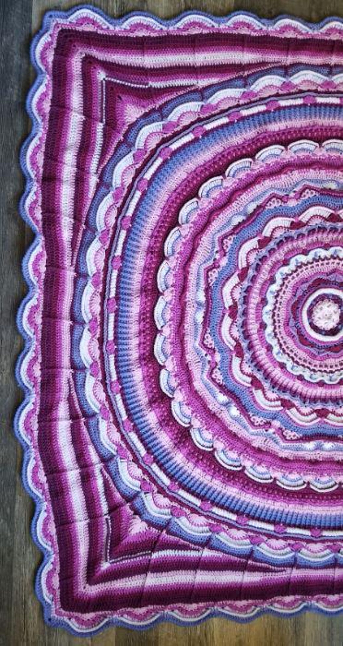 Mandala Berry Scallops, Crochet, Afghan, Throw, Mandala, Crochet Square ...