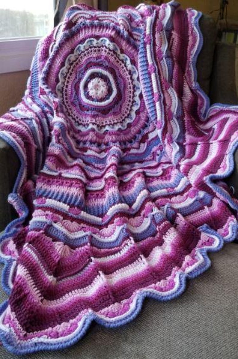 Mandala Berry Scallops, Crochet, Afghan, Throw, Mandala, Crochet Square ...