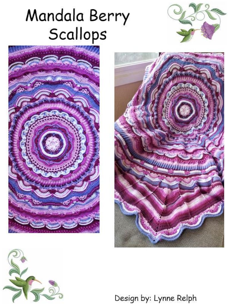 Mandala Berry Scallops, Crochet, Afghan, Throw, Mandala, Crochet Square ...