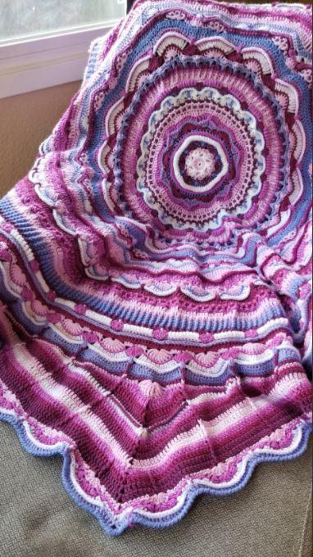 Mandala Berry Scallops, Crochet, Afghan, Throw, Mandala, Crochet Square ...