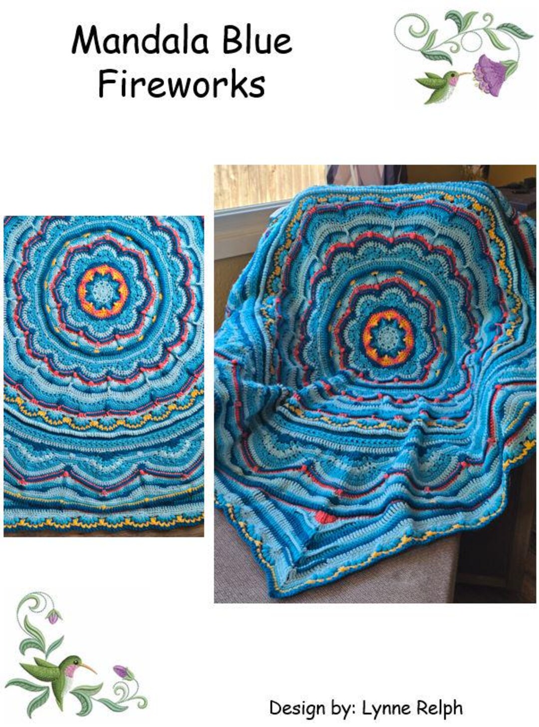 Mandala, Blue Fireworks, Crochet, Pattern, Afghan, Throw - Etsy