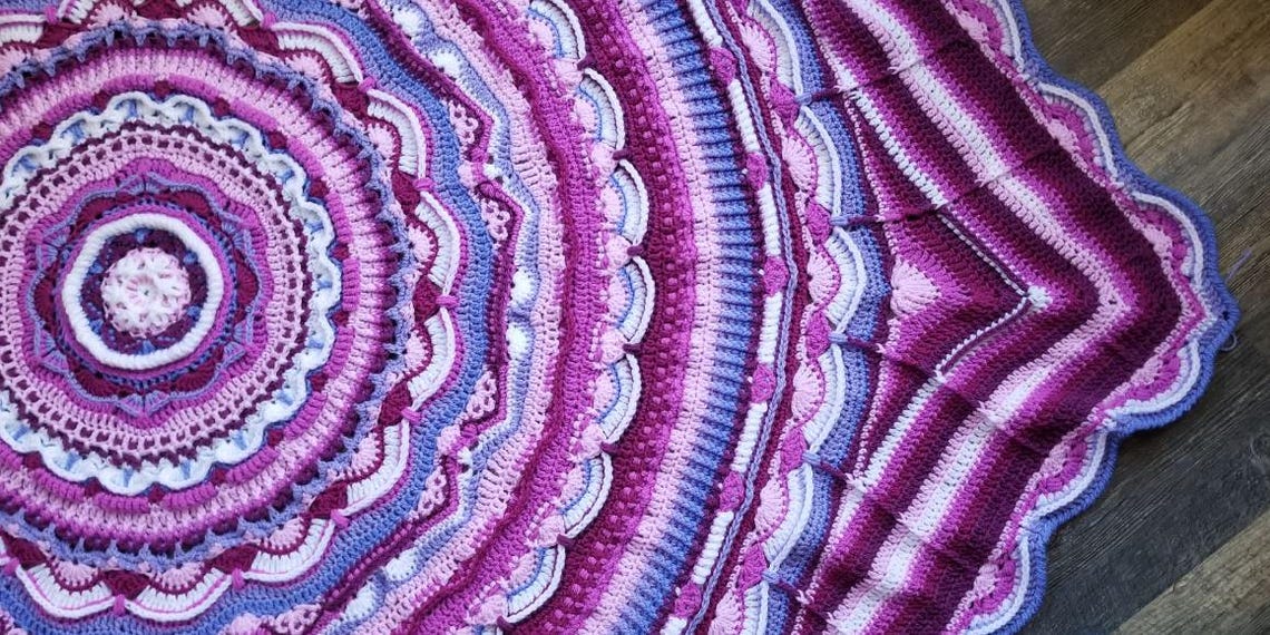 Mandala Berry Scallops, Crochet, Afghan, Throw, Mandala, Crochet Square ...