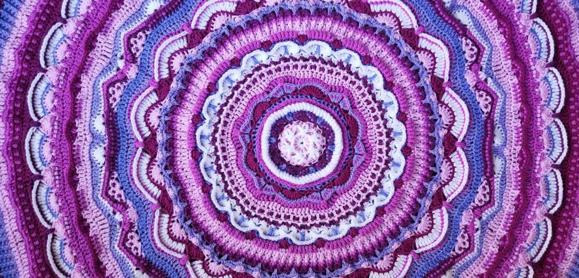 Mandala Berry Scallops, Crochet, Afghan, Throw, Mandala, Crochet Square ...