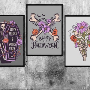Halloween Skeleton Wall Art PNG, Spooky Skeleton Wall Art Printable ...