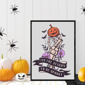 Halloween Skeleton Wall Art PNG, Spooky Skeleton Wall Art Printable ...