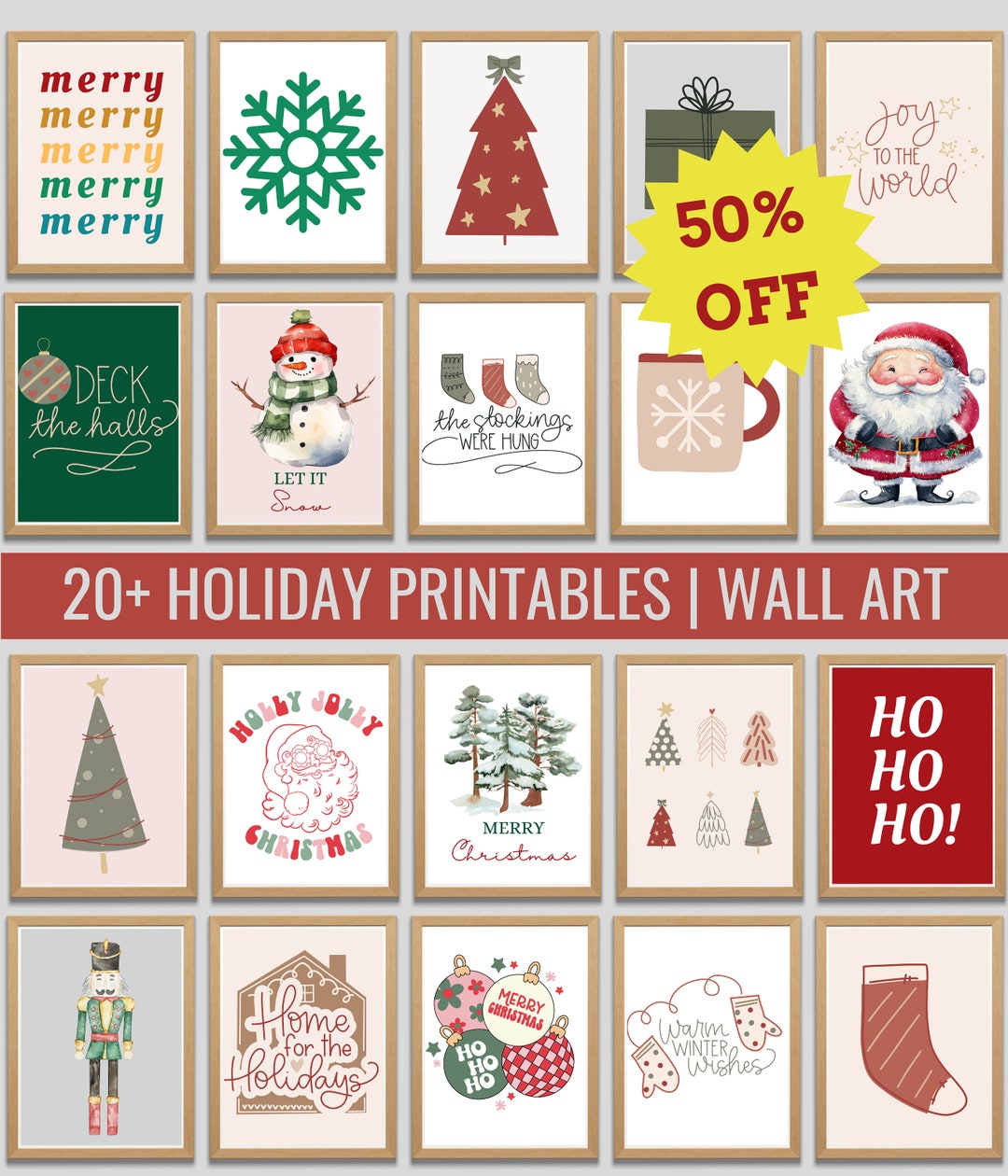 Christmas Printable Wall Art, Christmas 20 Print Set Wall Bundle, High ...