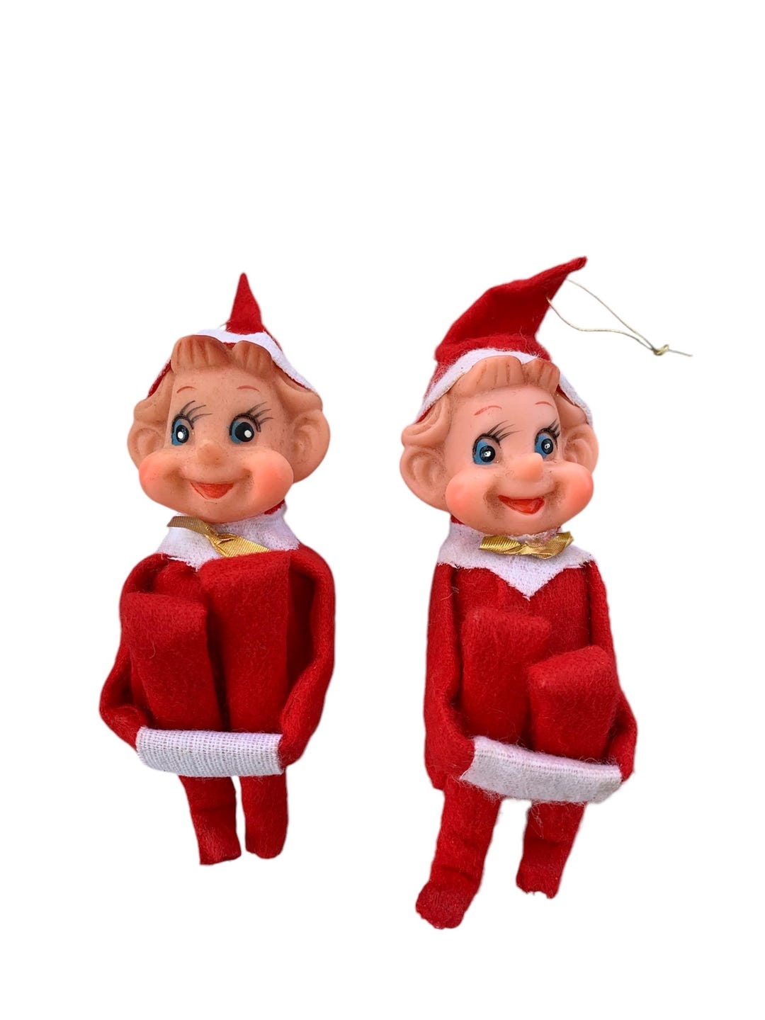 Vintage Knee Hugger Christmas Elf Ornament Set of 2 - Etsy