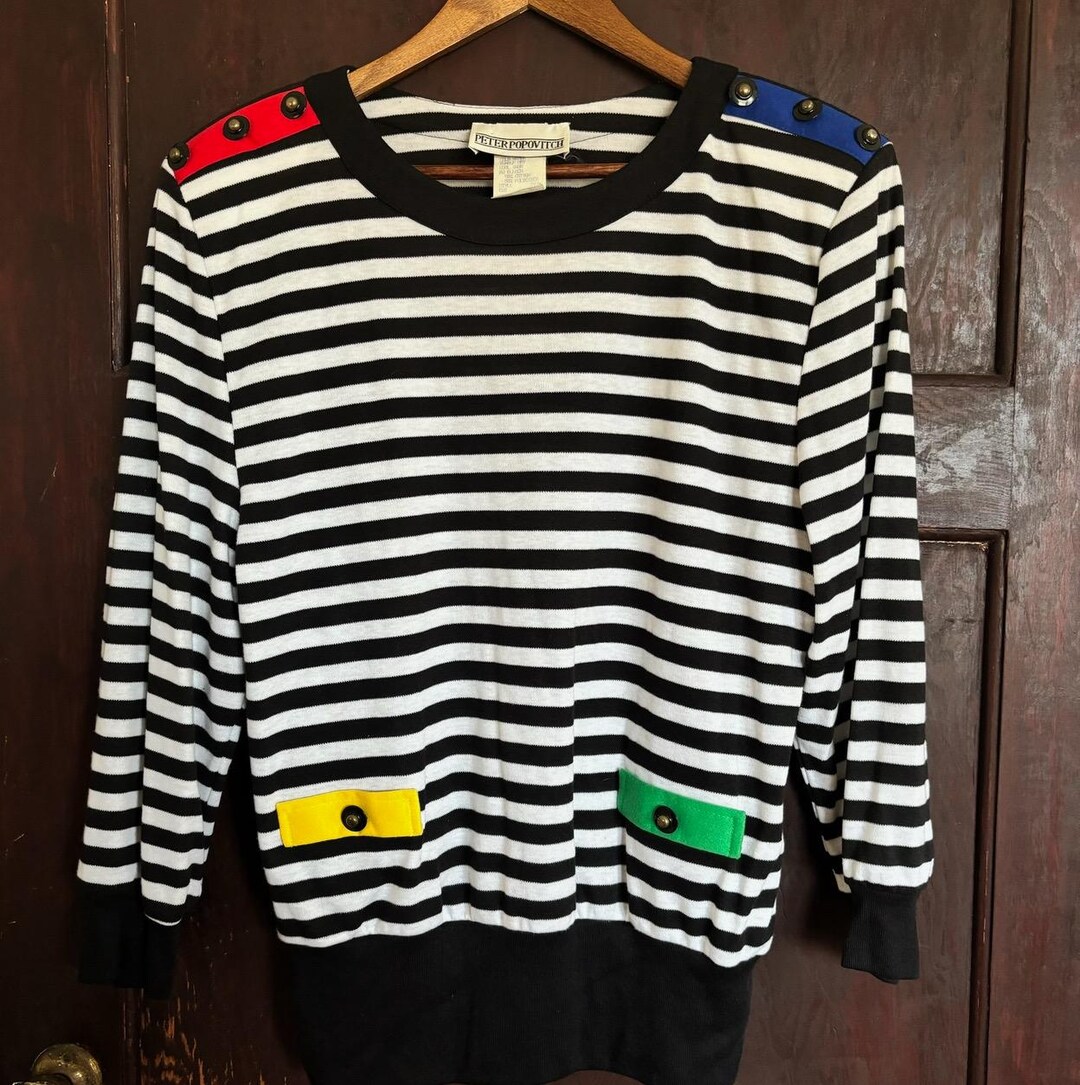 Vintage Striped Sweater With Color Pops - Etsy